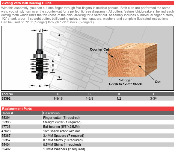Amana 55396 FINGER JOINT REP CUTTER/ 55392