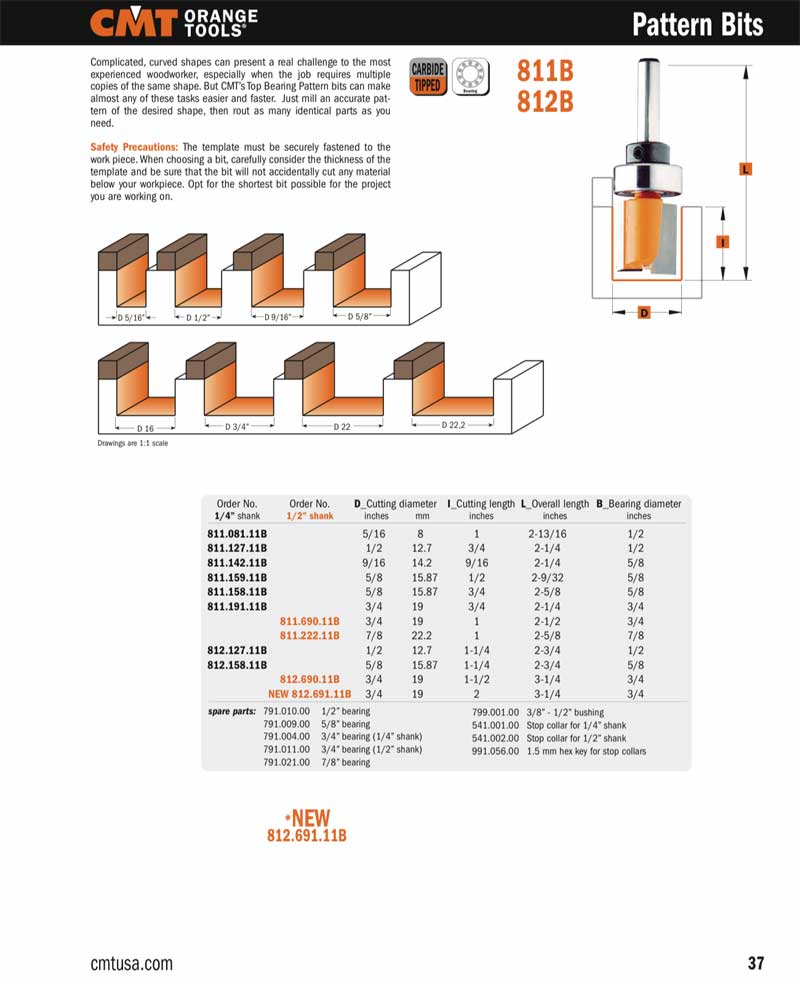CMT 812.158.11B 5/8" Diameter X 1-1/4" Cutting Length 2-Flute Top ...