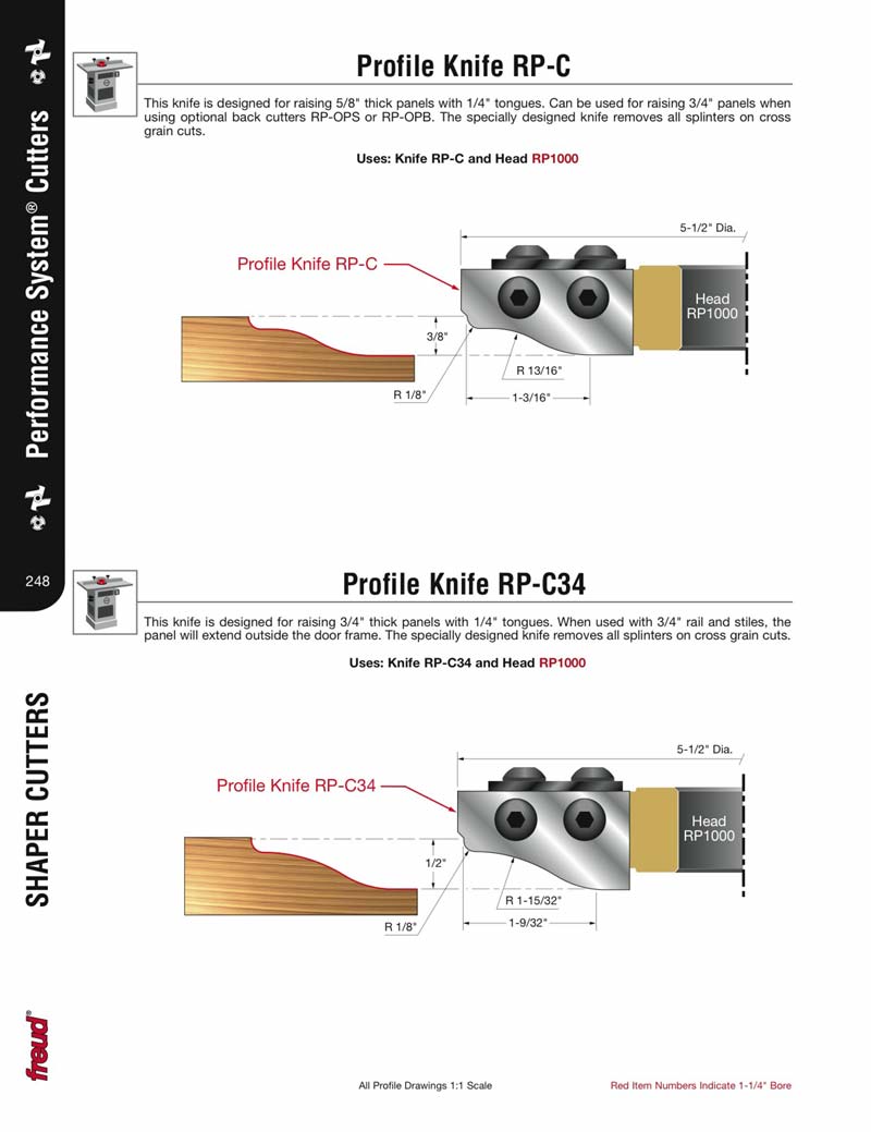 Freud RP-C34 Performance System Raised Panel Shaper Cutter Knife Set "C ...